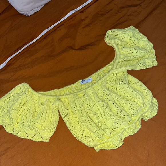 Zara | Tops | Zara Lemon Knit Offshoulder Top | Poshmark